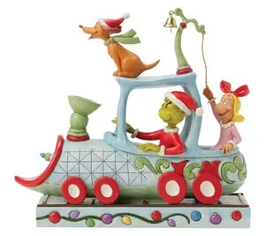 JIM SHORE Grinch, Max And Cindy On Train Figuri Ne 9.1in H - One-color