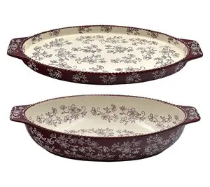 TEMP-TATIONS As Is Floral Lace 3-qt Shallow Casserole W/lid - One-color