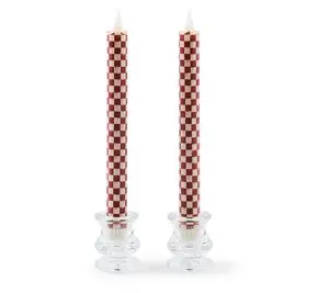 MACKENZIE-CHILDS Set Of 2 Flameless Check Taper Candles - One-color