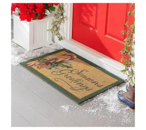 EVERGREEN 36'x24' Season's Greetings Coir Door Mat - One-color