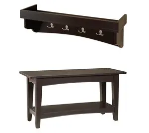 ALATERRE FURNITURE Shaker Cottage Shelf Coat Ho Ok & Bench Set - One-color