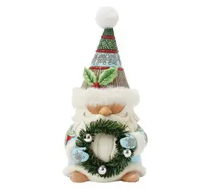 JIM SHORE Heartwood Creek Gnome Wreath & Fur Ha T Figurine 7.5 - One-color