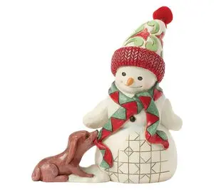JIM SHORE Heartwood Creek Snowman With Dog & Sc Arf Pint Fig - One-color