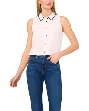 CECE DUPRAZ Sleeveless Button-down Top