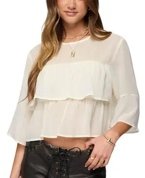 EDIKTED Missey Ruffled Chiffon Top
