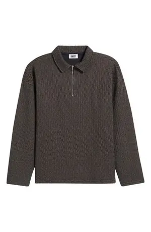 KROST Mini Jacquard Quarter Zip Long Sleeve Polo