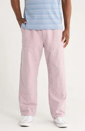 Carhartt Work In Progress Walter Double Knee Cotton & Linen Canvas Pants Pink Fog (garment Dyed)