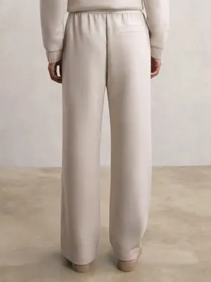REISS Laney Premium Interlock Wide-leg Joggers - Stone