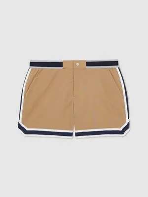 REISS Baller Stripe-trim Swim Shorts - Camel