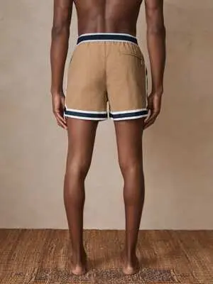 REISS Baller Stripe-trim Swim Shorts - Camel