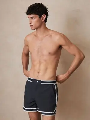 REISS Baller Stripe-trim Swim Shorts
