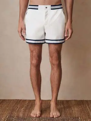 REISS Baller Stripe-trim Swim Shorts - White