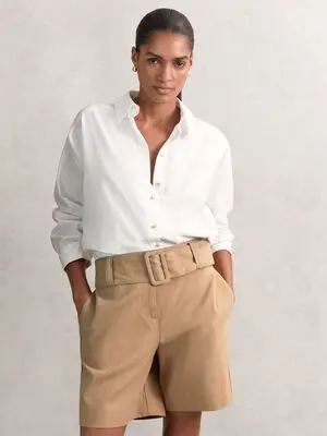 REISS Harper Cotton-blend Belted Shorts