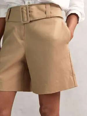 REISS Harper Cotton-blend Belted Shorts