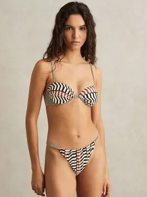 REISS Chevron Stripe Underwired Bikini Top
