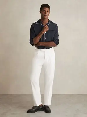 REISS Josh Cuban Collar Shirt With Piping Detail Shirt