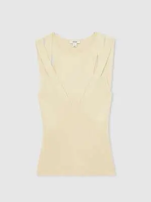 REISS Rhylee Rib-knit Vest - Cream