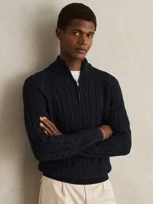 REISS Lancashire Cable-knit Half-zip Jumper