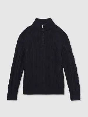 REISS Lancashire Cable-knit Half-zip Jumper