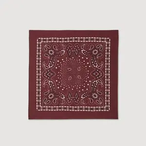 Sandro Silk Bandana Print Scarf - Bordeaux