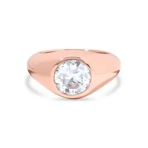 Elle Perahia Signet Ring With Lab Grown Diamond - 14 Kt Rose Gold