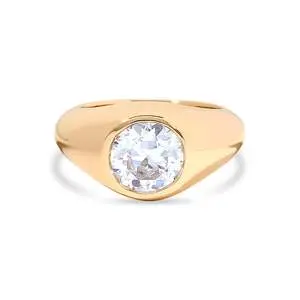 Elle Perahia Signet Ring With Lab Grown Diamond - 14 Kt Yellow Gold
