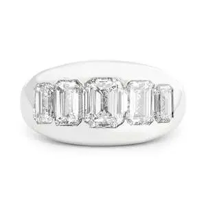 Elle Perahia Emerald Cut Diamond Empire Ring - 14 Kt White Gold
