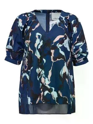 3.1 Phillip Lim Puff-sleeve Abstract-print Blouse