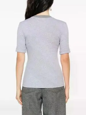Peserico Embellished-neck T-shirt - Grey