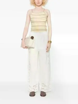 Alice + Olivia Embroidered Eyelet Trousers