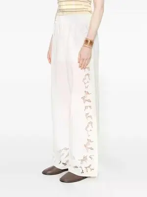 Alice + Olivia Embroidered Eyelet Trousers