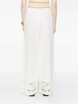 Alice + Olivia Embroidered Eyelet Trousers