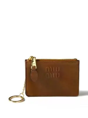 Miu Miu Nappa Leather Card Holder - Brown