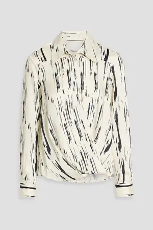3.1 Phillip Lim Draped Printed Satin-twill Shirt