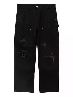 KAMIYA Distressed Cotton Trousers - Black