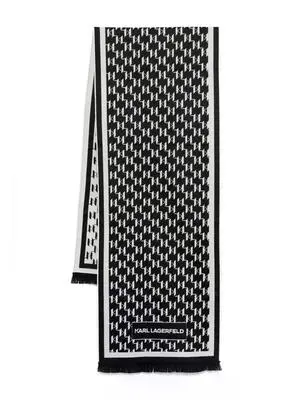 Karl Lagerfeld Monogram Wool Scarf - Black
