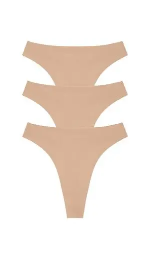 NEGATIVE UNDERWEAR Base High Thong 3-pack In Nude - Buff