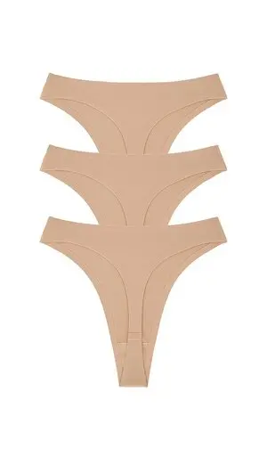 NEGATIVE UNDERWEAR Base High Thong 3-pack In Nude