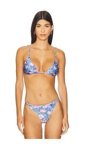 PatBO Amaryllis Triangle Bikini Top - Blue