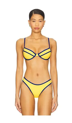 WeWoreWhat Underwire Bikini Top - Tangerine & Mediterranean Blue