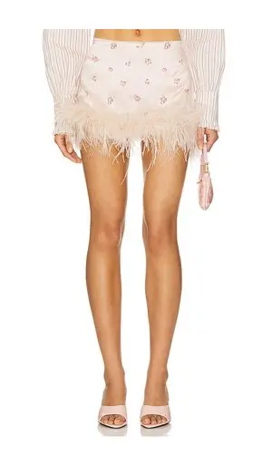 MILKWHITE Mini Skirt With Feathers
