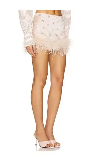 MILKWHITE Mini Skirt With Feathers