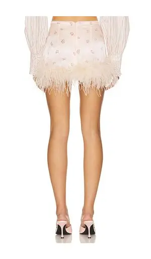 MILKWHITE Mini Skirt With Feathers