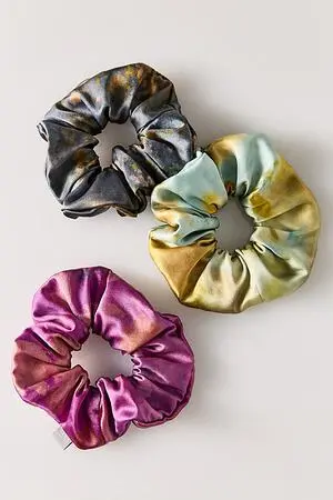 SILK & WILLOW Restorative Hair Scrunchie Set - Hot Peony/teal Marigold/m