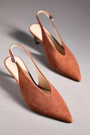 Anthropologie Pointed-toe Slingback Pumps - Brown Suede