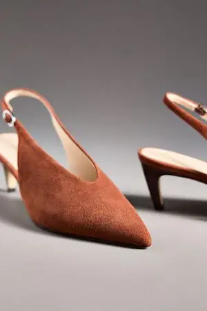 Anthropologie Pointed-toe Slingback Pumps - Brown Suede