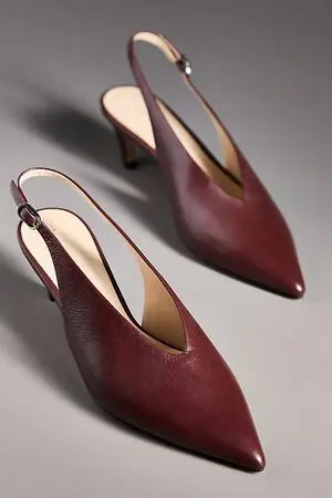 Anthropologie Pointed-Toe Slingback Pumps Wine