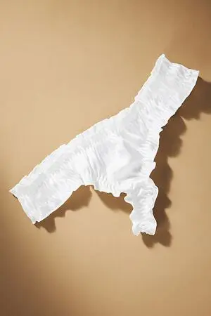 KAT THE LABEL Yours Embroidered Sat Bridal Thong White