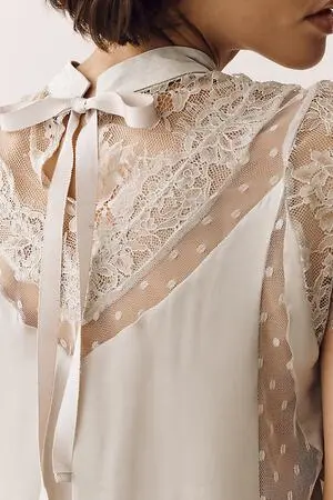 Anthropologie Harmony Sheer Lace Peplum Blouse