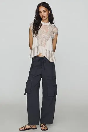 Anthropologie Harmony Sheer Lace Peplum Blouse